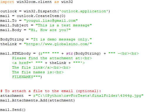 Send emails through outlook