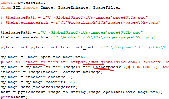 Search/extract text on an image