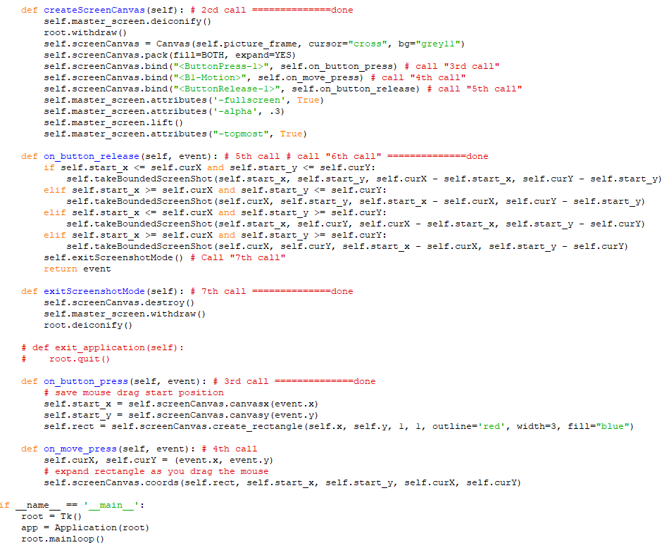 Take a screenshot using a mouse click and drag method