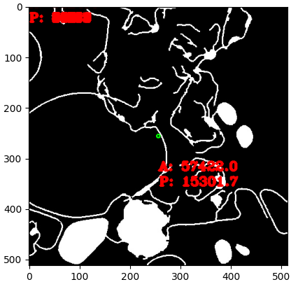 Find contours in an image and their areas and coordinates