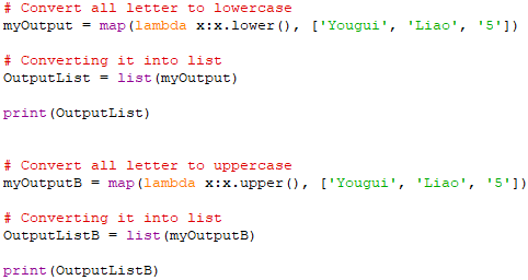 Convert/change the case of all letters/word into uppercase (capital) or lowercase in a list of ...