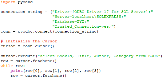Access and use SQL Database on SSMS (Microsoft SQL Server Management Studio Express) with pyodbc