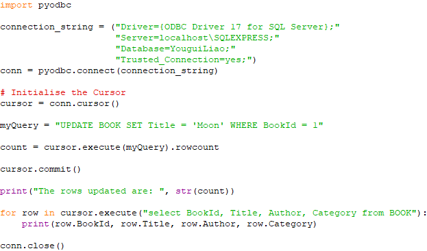 Access and use SQL Database on SSMS (Microsoft SQL Server Management Studio Express) with pyodbc