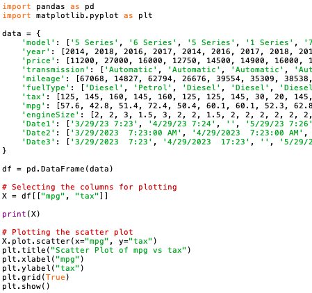 Select Specific Columns for Scatter Plot