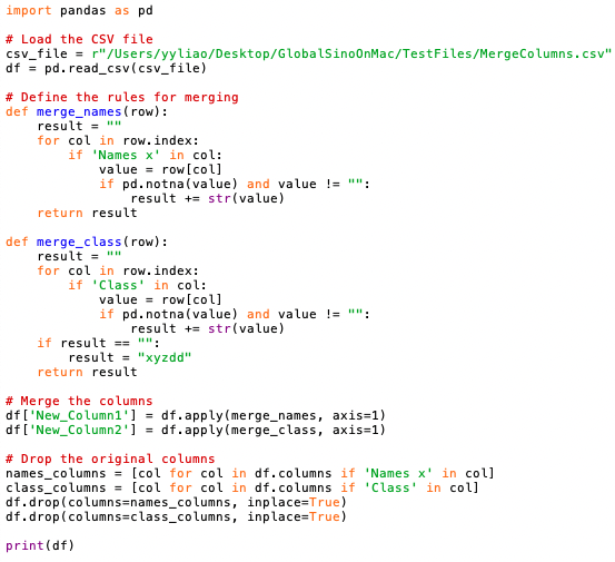 Merge columns which contain specific strings