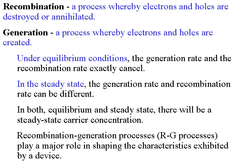 Recombination and Generation Processes of Semiconductors