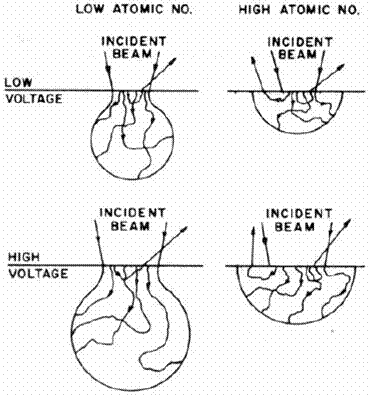 Specimen Interaction Volume electron penetration during Microanalysis
